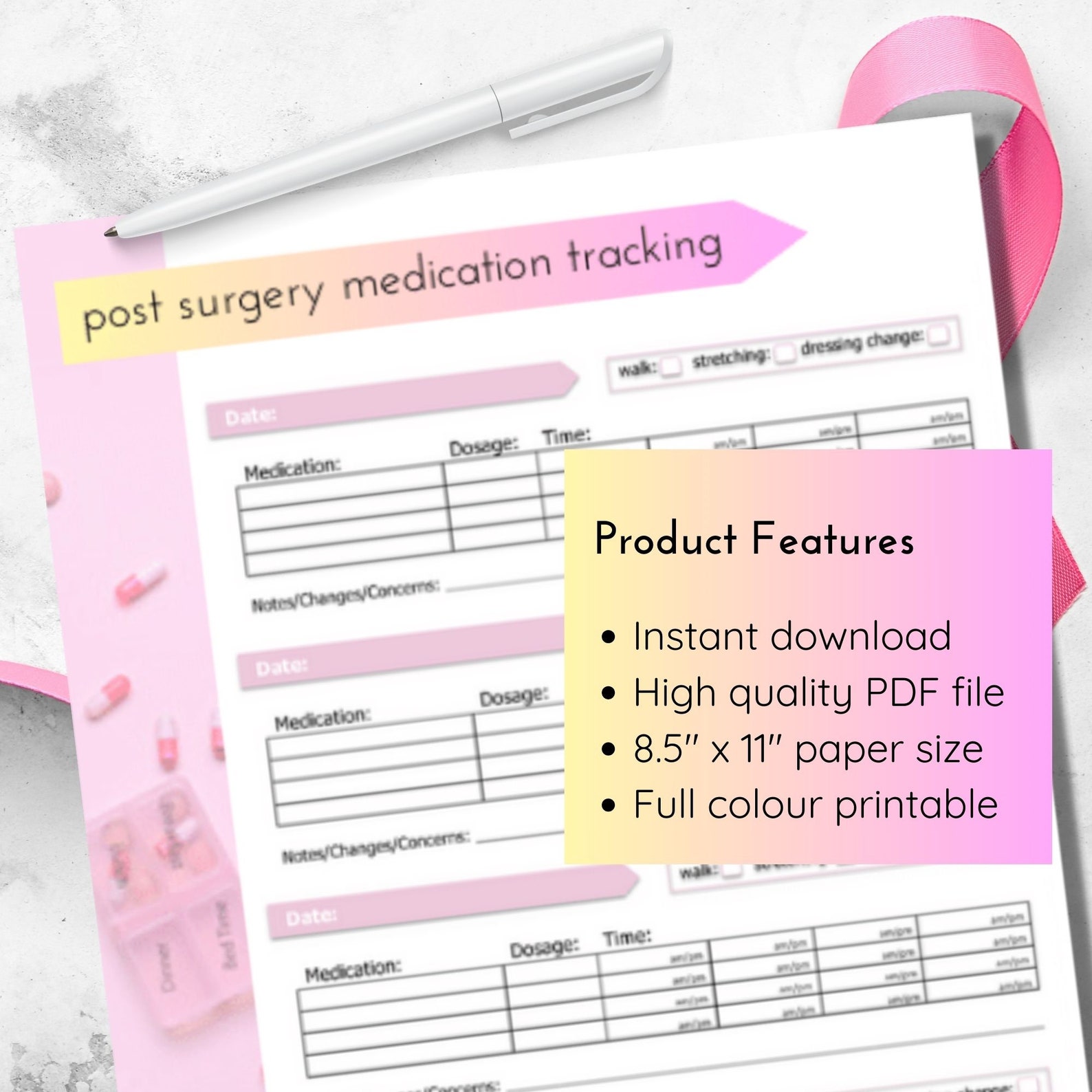 Post Surgical Medication Tracker PDF, Breast Cancer Post-surgery ...