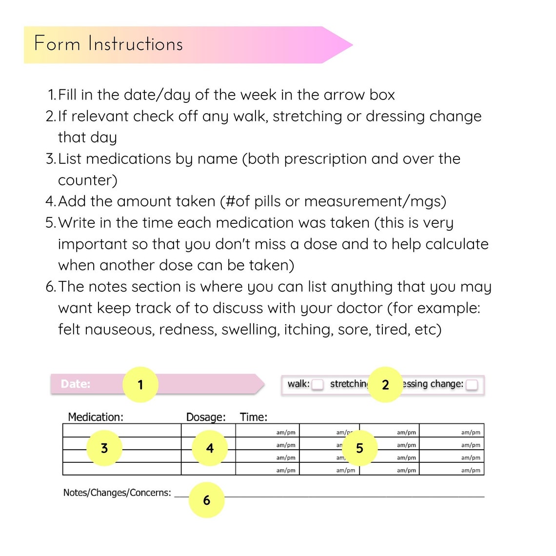 Post Surgery Medication Tracker, Printable Pill Schedule (PDF) - Etsy