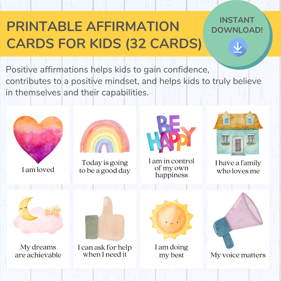 Affirmation Cards for Kids to Build Self-love, Positive Thinking and ...