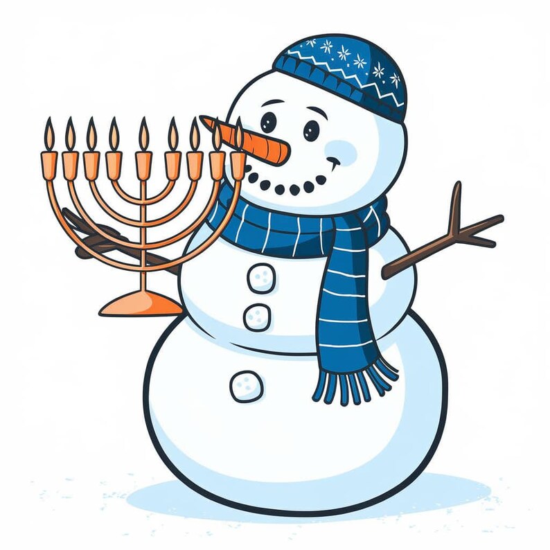 4 - Snowman Holding a Menorah With Lit Candles - Etsy