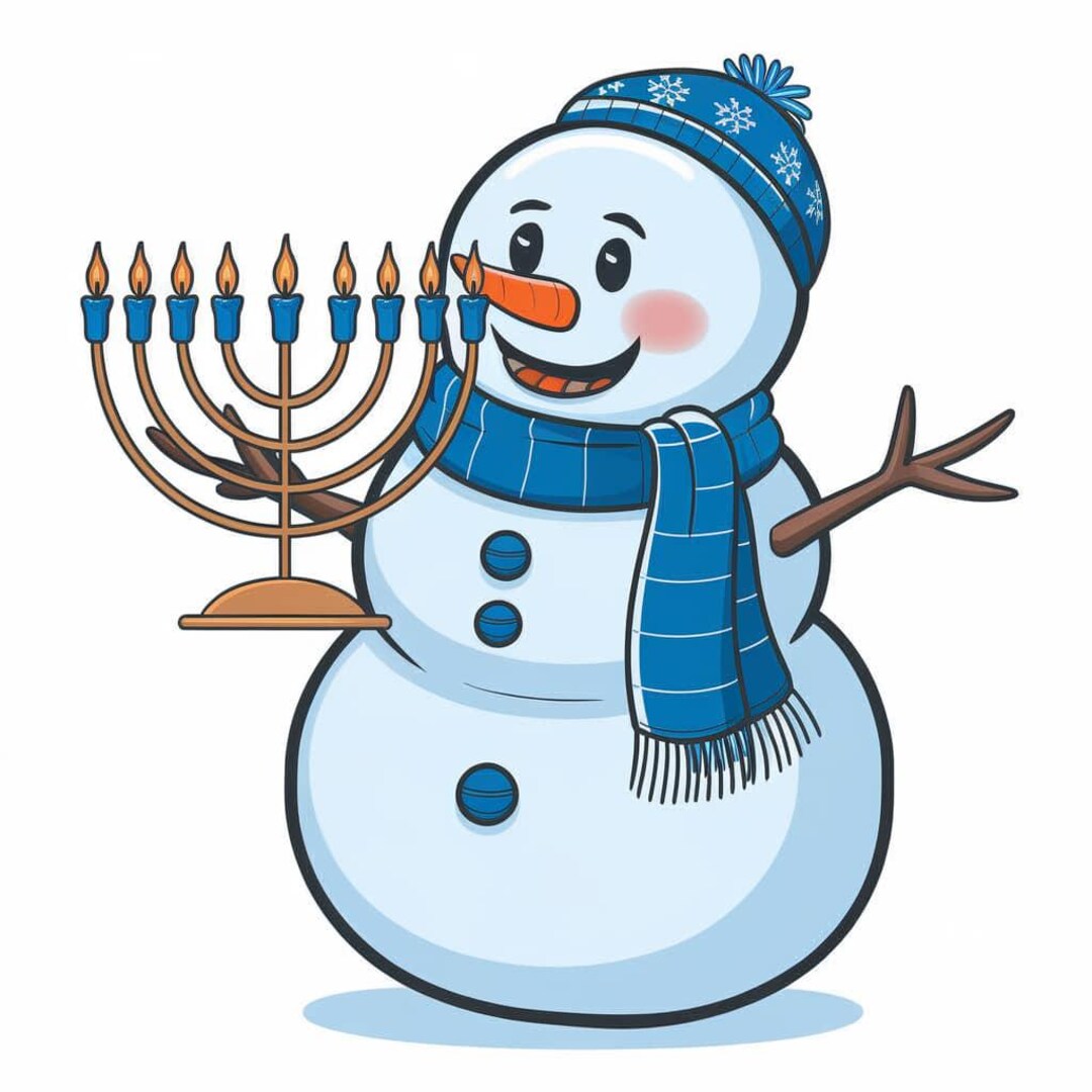 4 - Snowman Holding a Menorah With Lit Candles - Etsy