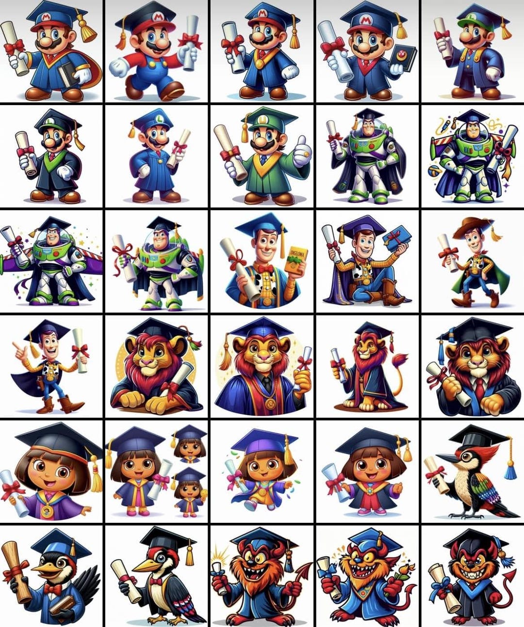 80 - Graduation Cartoon Characters Images | Cap and Gown Clipart ...