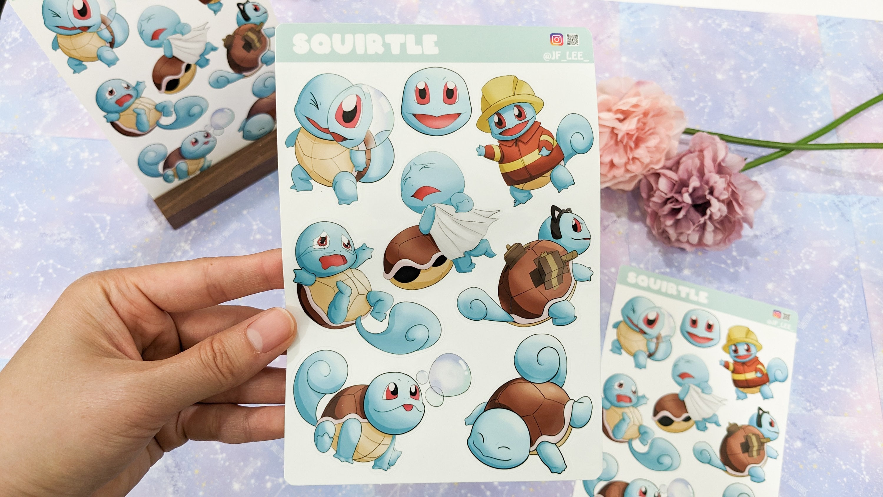 Squirtle Sticker Sheet, Cute Pokemon High Quality Waterproof Decal ...