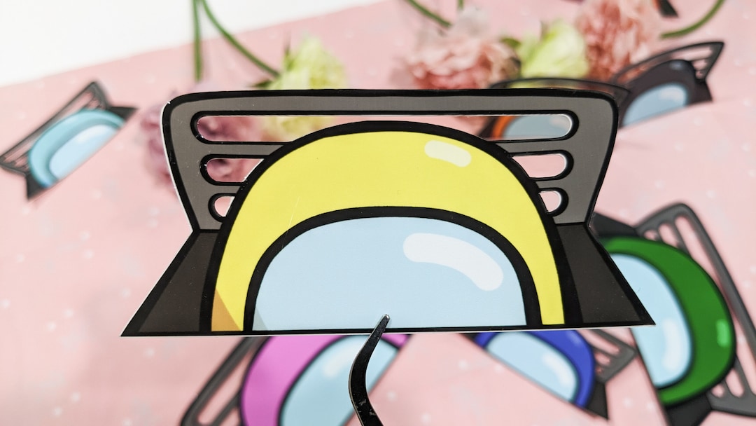 Among Us Imposter Peeking Waterproof Sticker, Car Peeker Impostor in ...