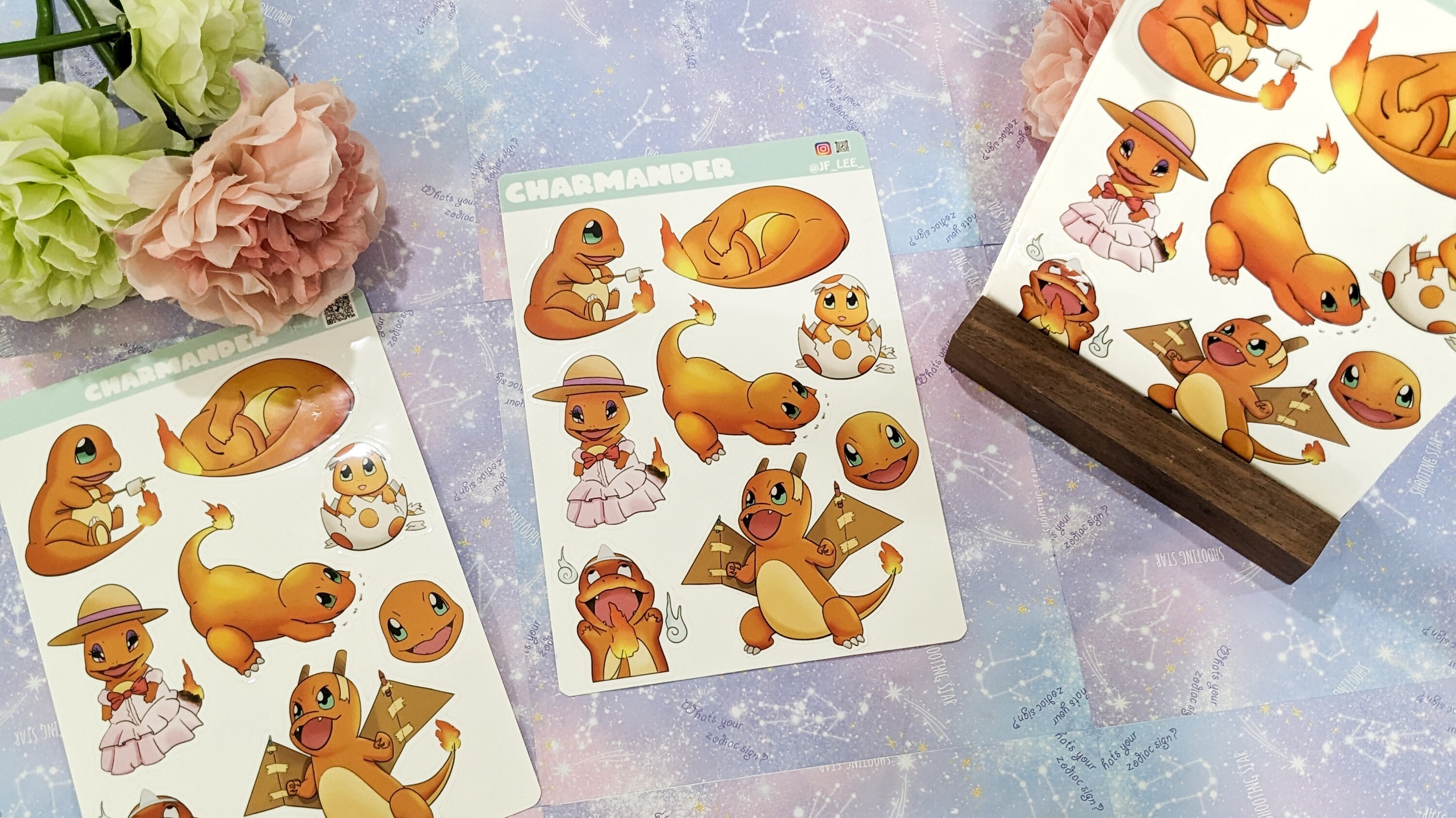 Charmander Sticker Sheet, Kawaii Pokemon High Quality Waterproof Decal ...
