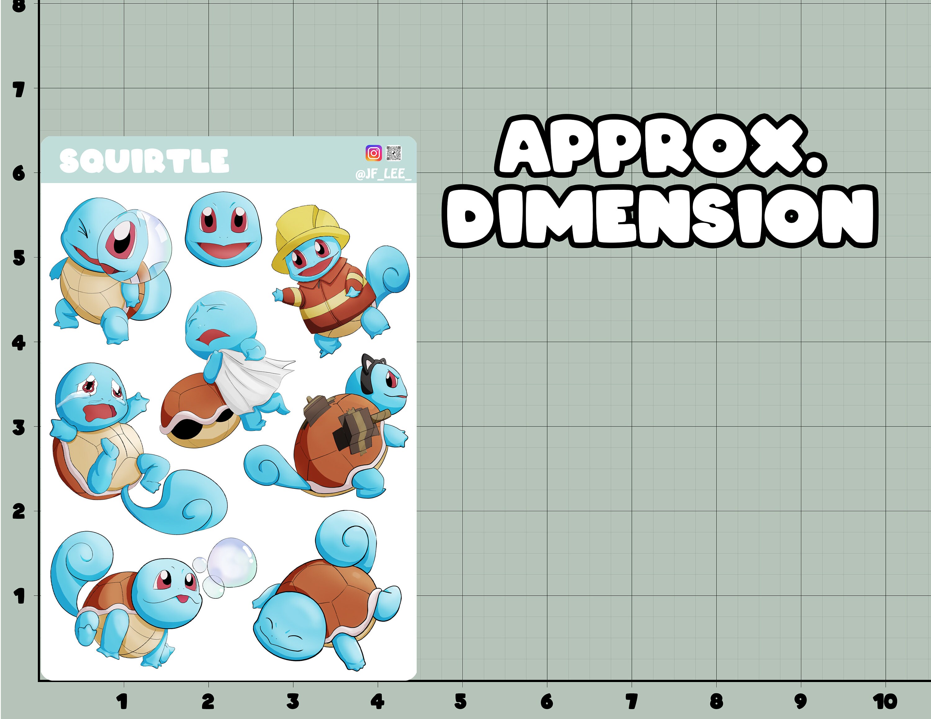 Squirtle Sticker Sheet, Cute Pokemon High Quality Waterproof Decal ...