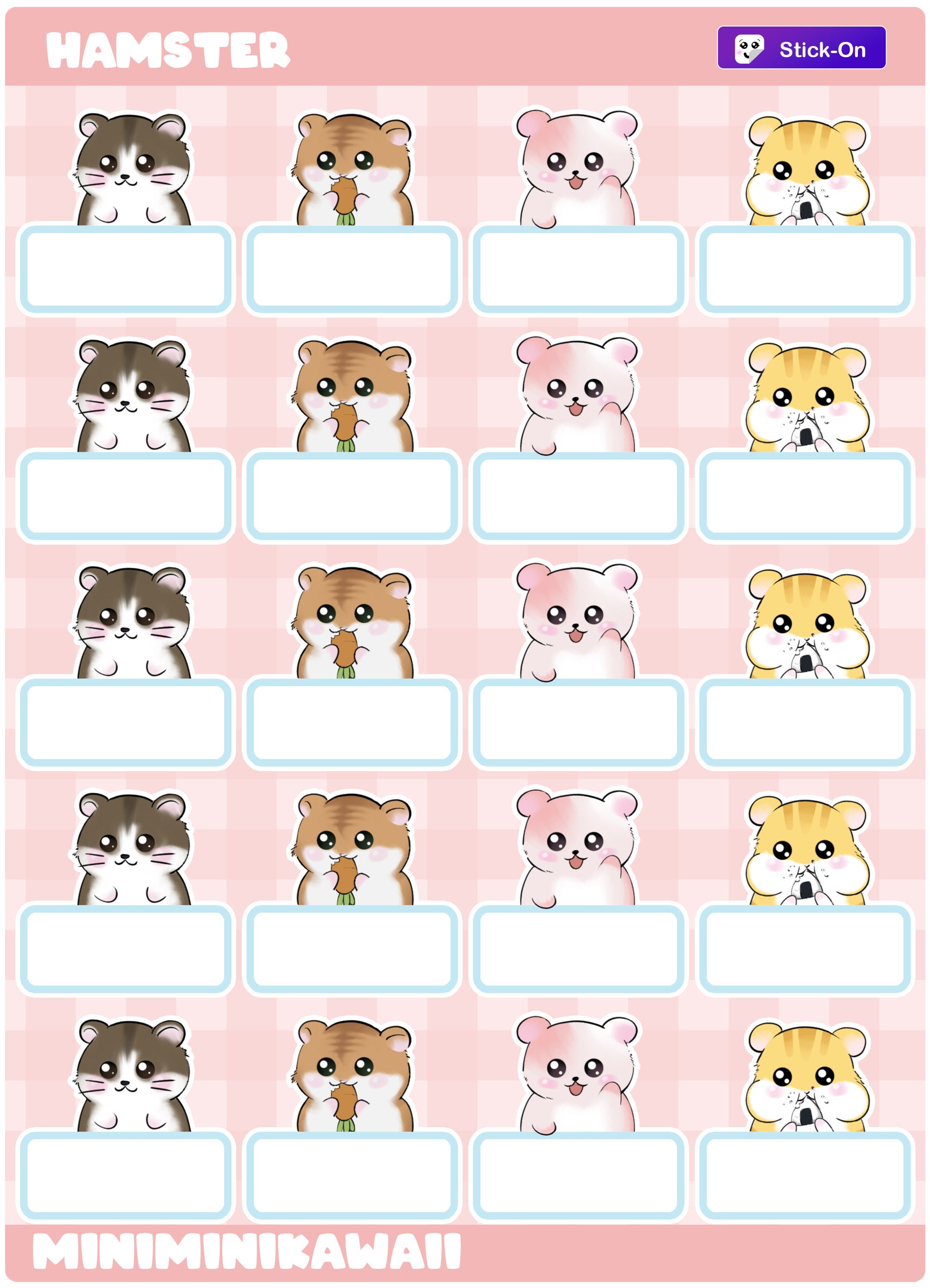 Hand Draw Hamsters Label Sheet, Custom Name Waterproof and Glossy ...