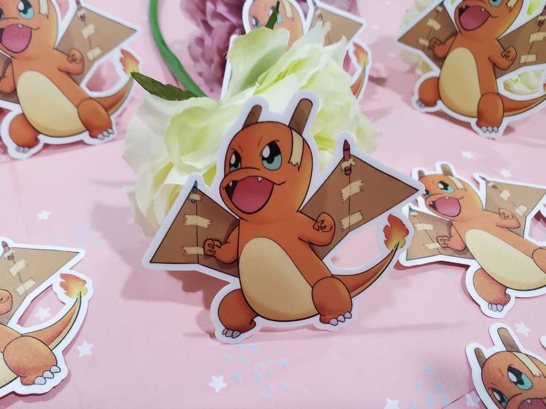 Charmander Cosplaying Charizard Waterproof Sticker, Cute Pokemon High ...