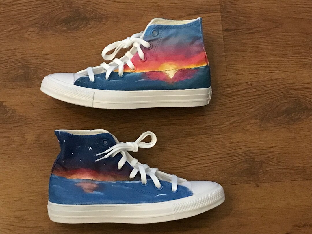 Custom Hand-painted Sunrise Sunset Water Landscape Converse - Etsy
