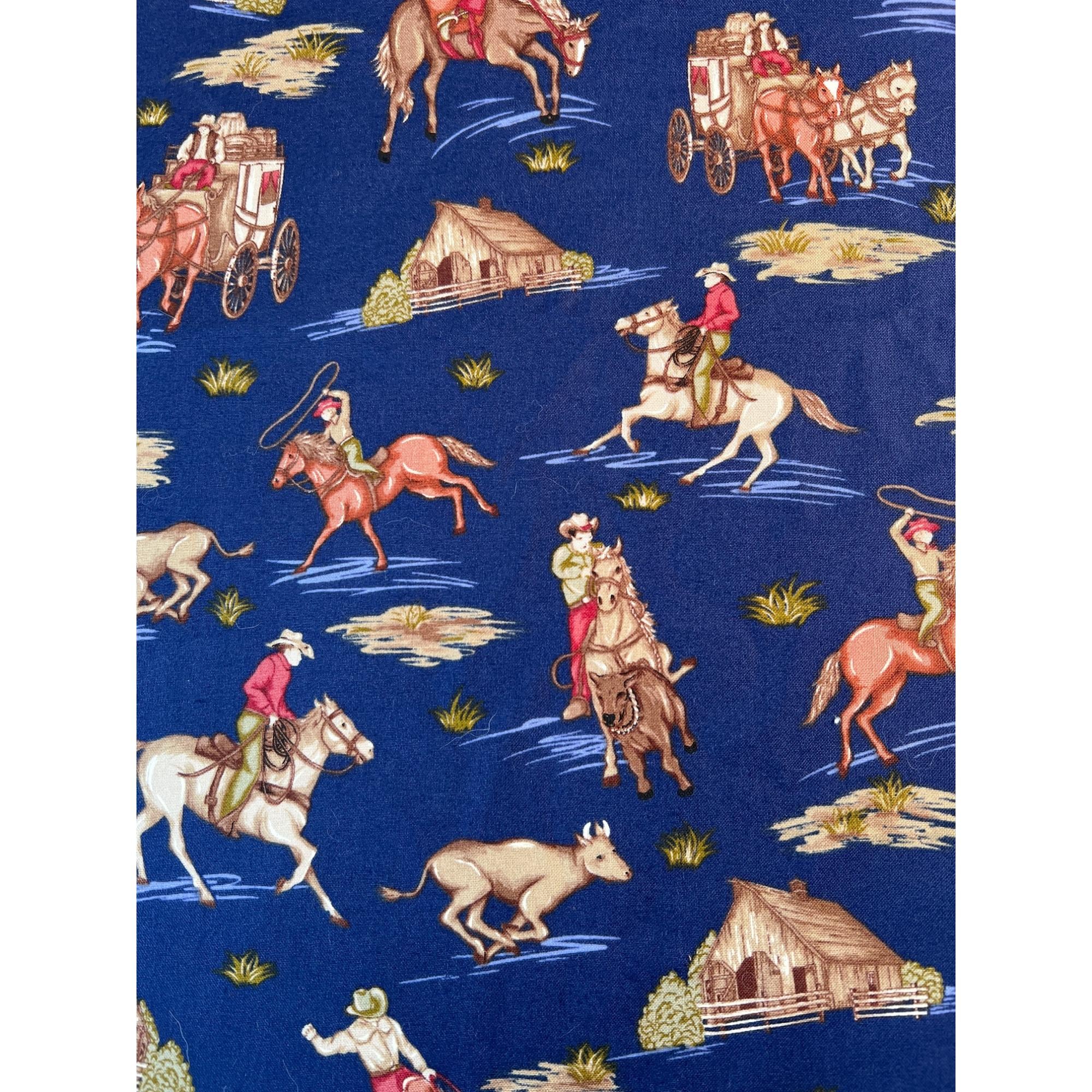 Fabric - Vintage Hi Fashion Western Cowboy Horse Ranch Rodeo Cotton BTY ...