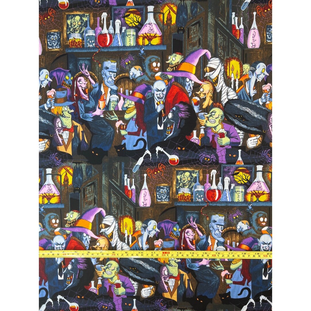 Fabric OOP Alexander Henry Design Halloween UNHAPPY HOUR Cotton by the ...
