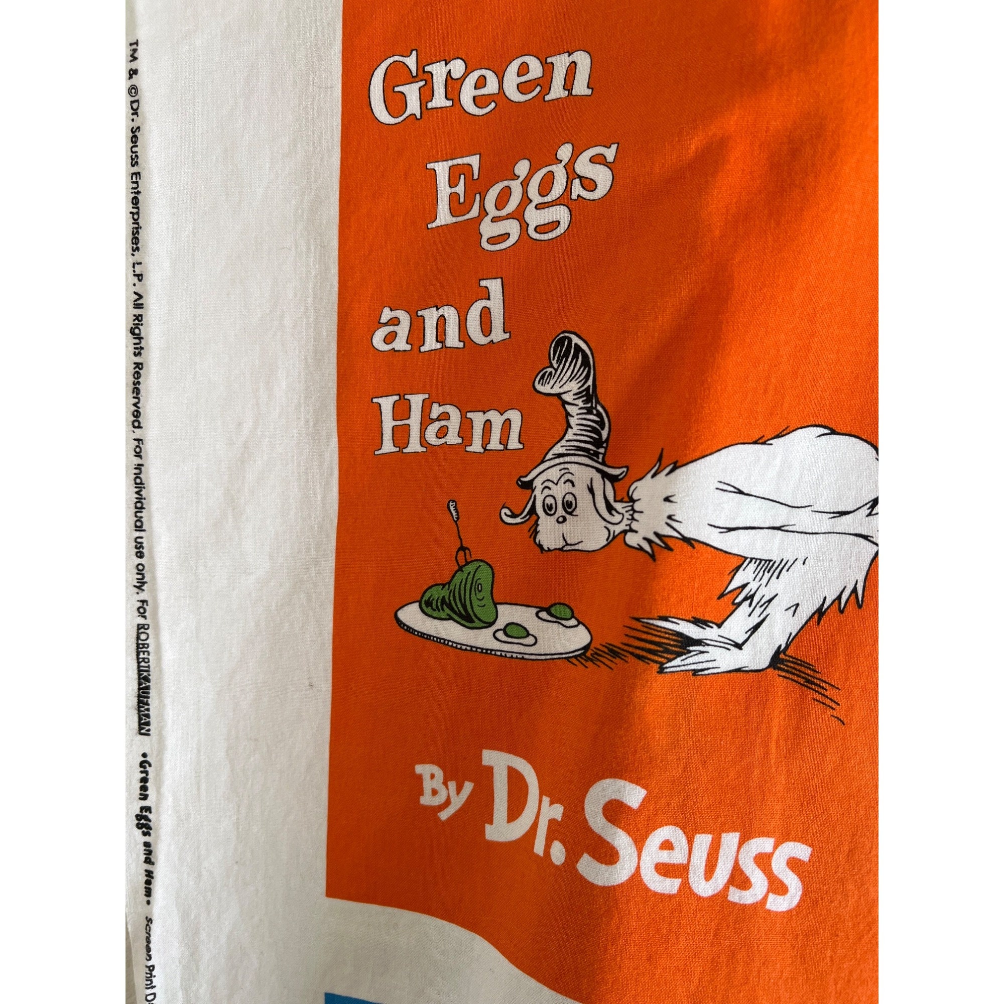 Fabric RARE Dr Seuss Green Eggs and Ham Panel by R Kaufman 45 X 42.5 ...