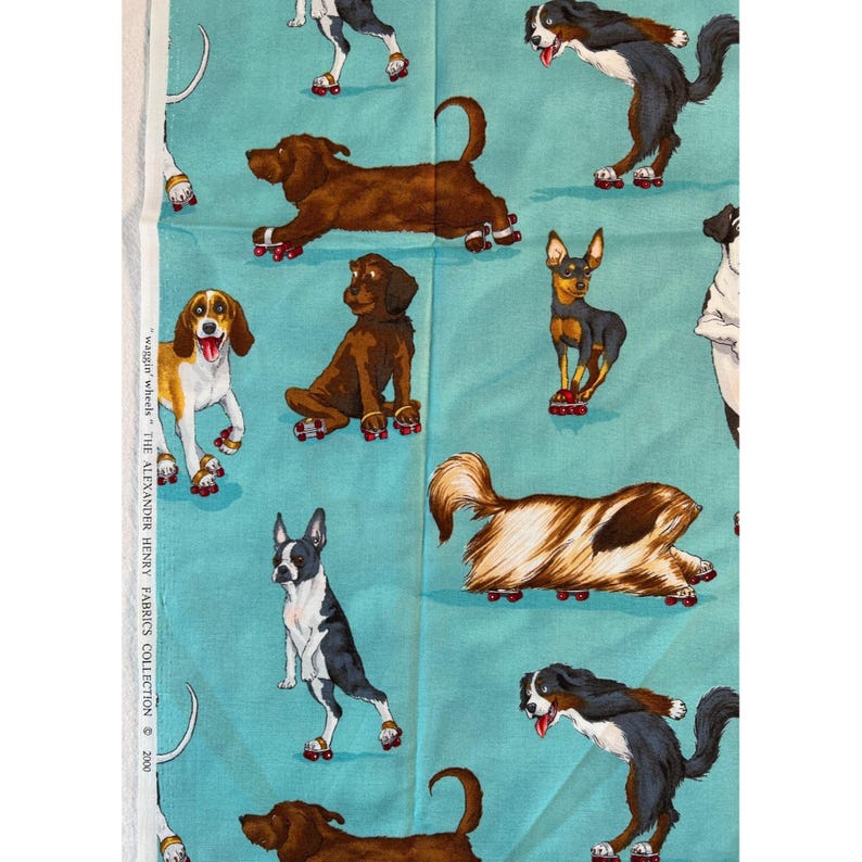 Fabric - RARE Alexander Henry Waggin Wheels Whimsical Dogs ...