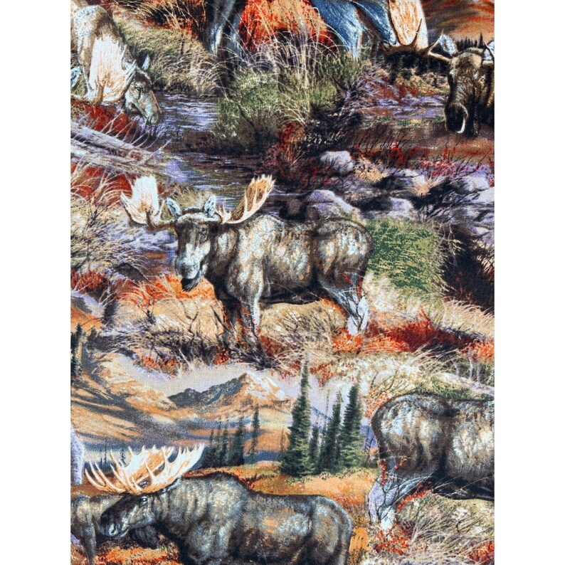 Fabric OOP Moose Scenic Trevor V Swanson Art David Textiles Cotton 27 X ...