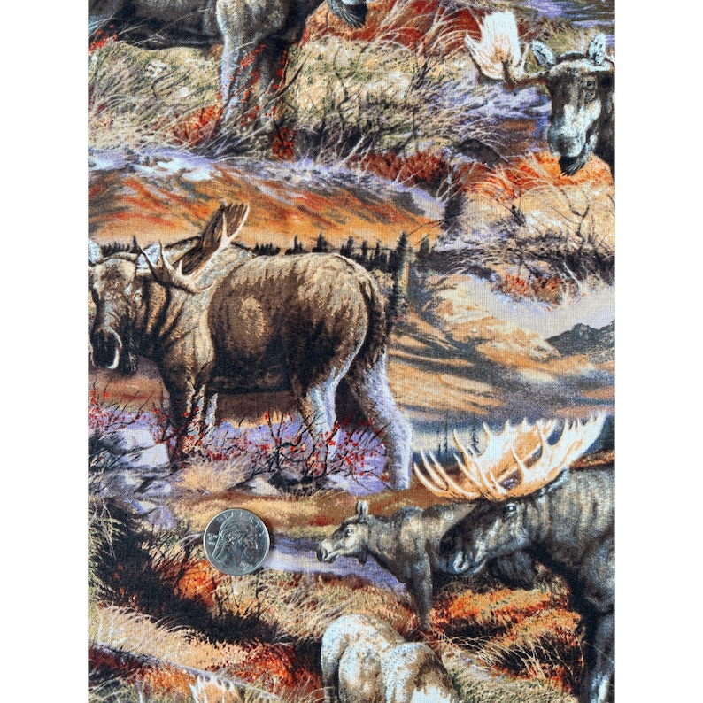 Fabric OOP Moose Scenic Trevor V Swanson Art David Textiles Cotton 27 X ...