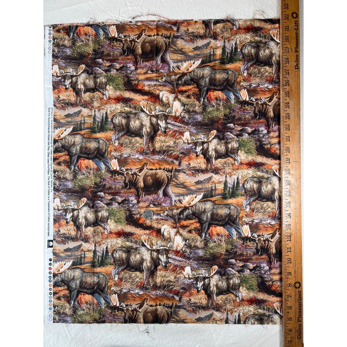 Fabric OOP Moose Scenic Trevor V Swanson Art David Textiles Cotton 27 X ...