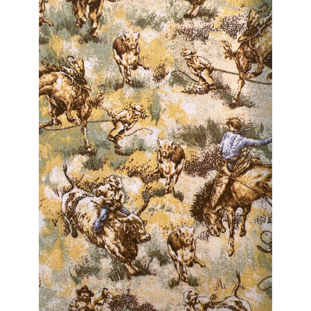 Fabric -OOP Vintage Rawhide for Springs Ind. Western Ranch Cowboy Rodeo ...