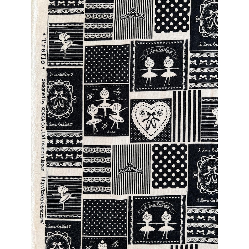 RARE Fabric - KOKKA Trèfle French Ballet Japanese Import Cotton Linen ...