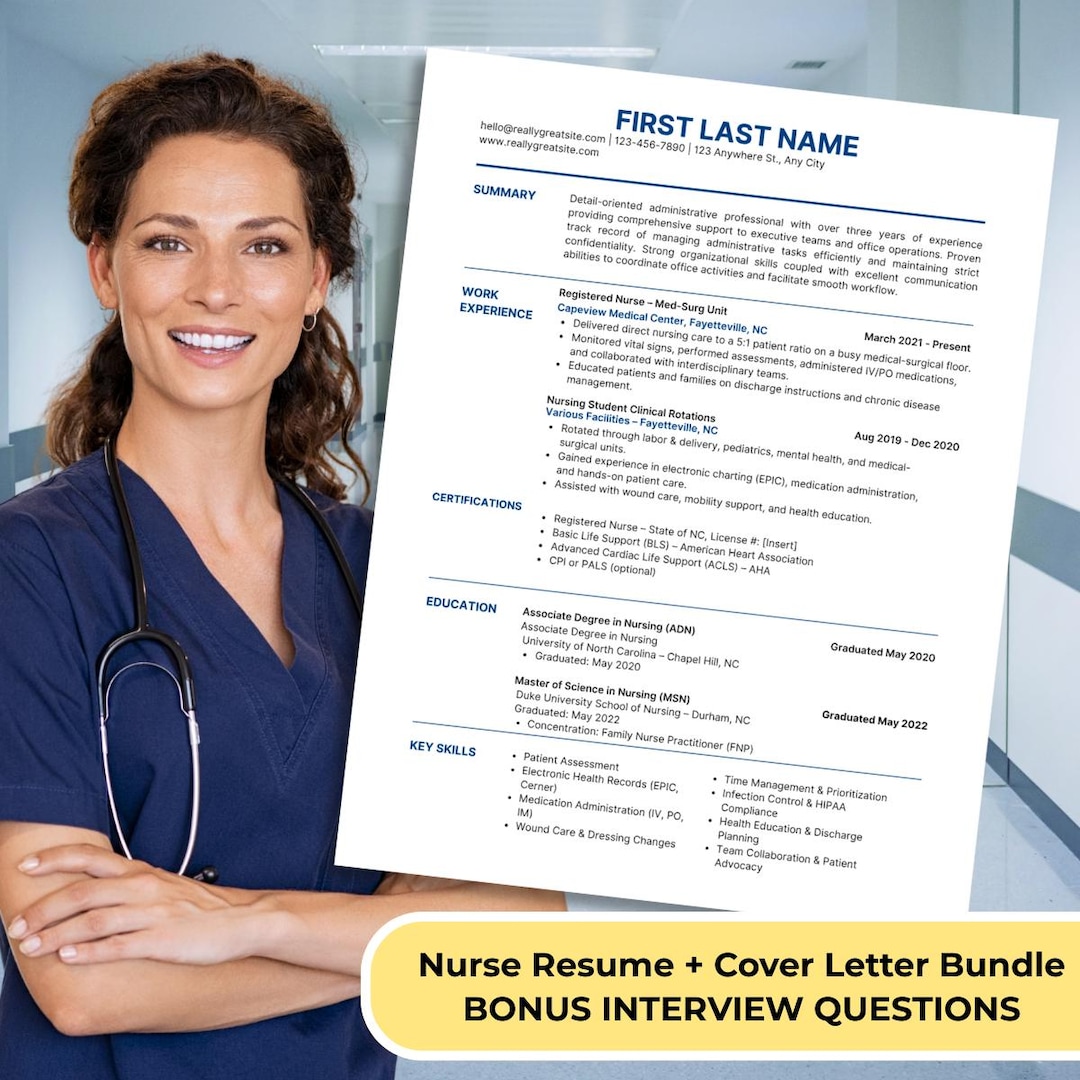 Registered Nurse Resume Template | RN Resume Canva Template | Nursing ...