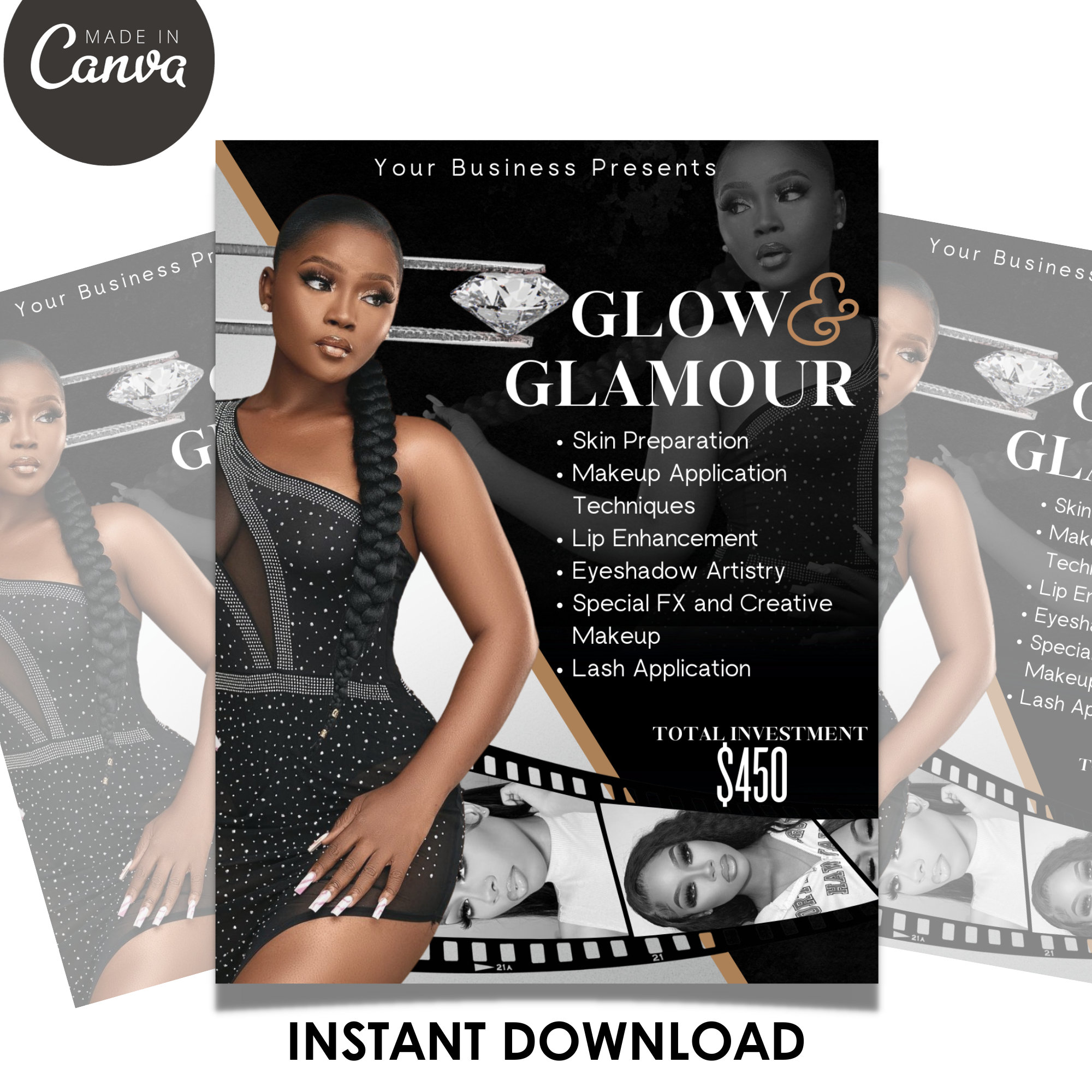 Beauty Promo Canva Edit Template Makeup Hairstylist - Etsy