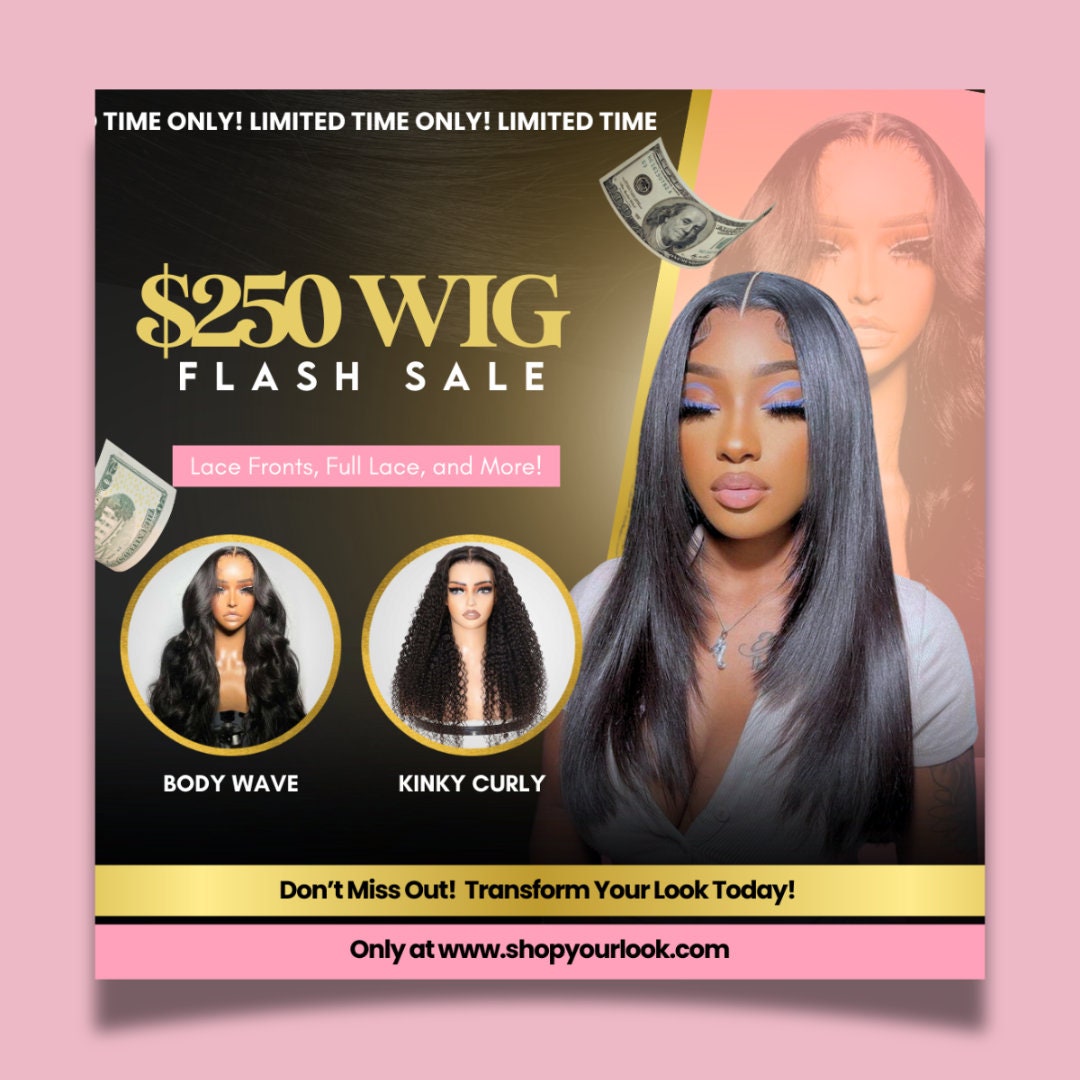 Wig Hair Flyer Specials Canva Hair Template - Wig Hairstylists - Flash ...