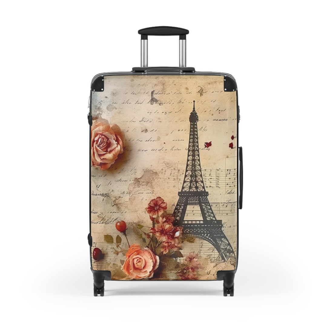Vintage Eiffel Tower Luggage, Paris France Carry on Bag, Rustic Luggage ...