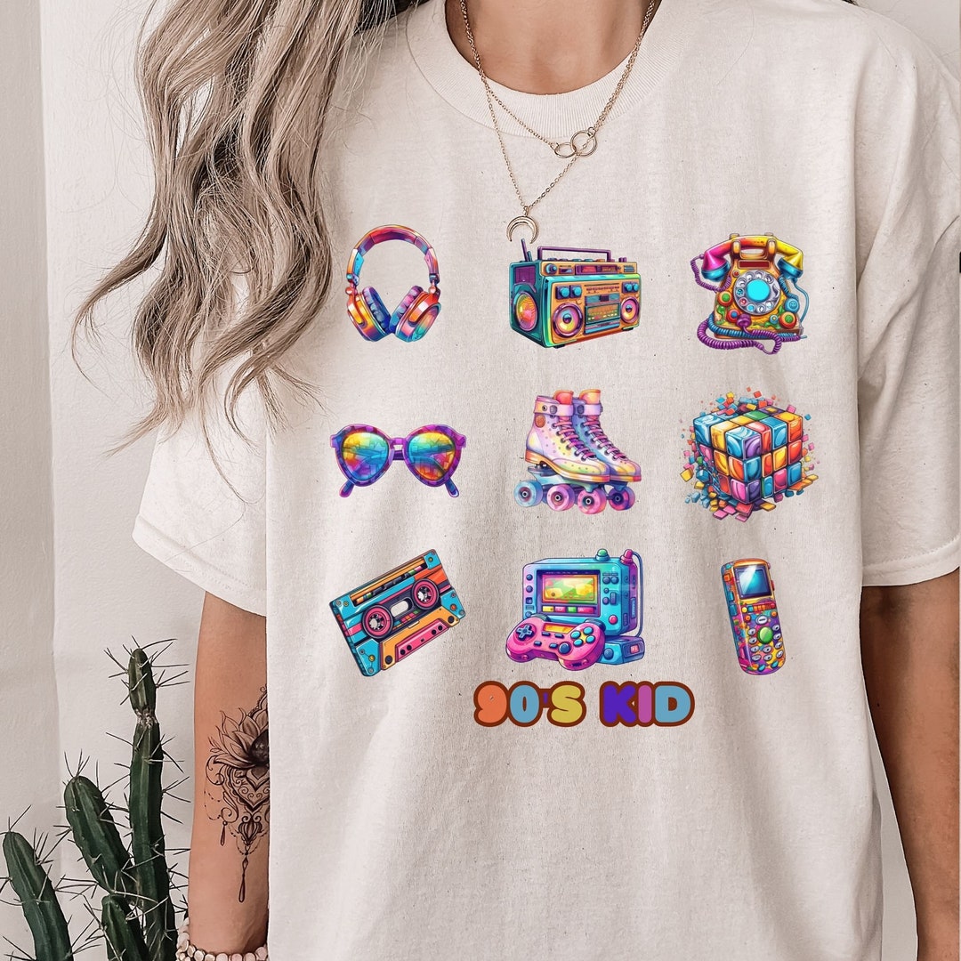 90's Kids Retro Colorful Tshirt, 90's Boombox Tshirt, Cassette Tape ...
