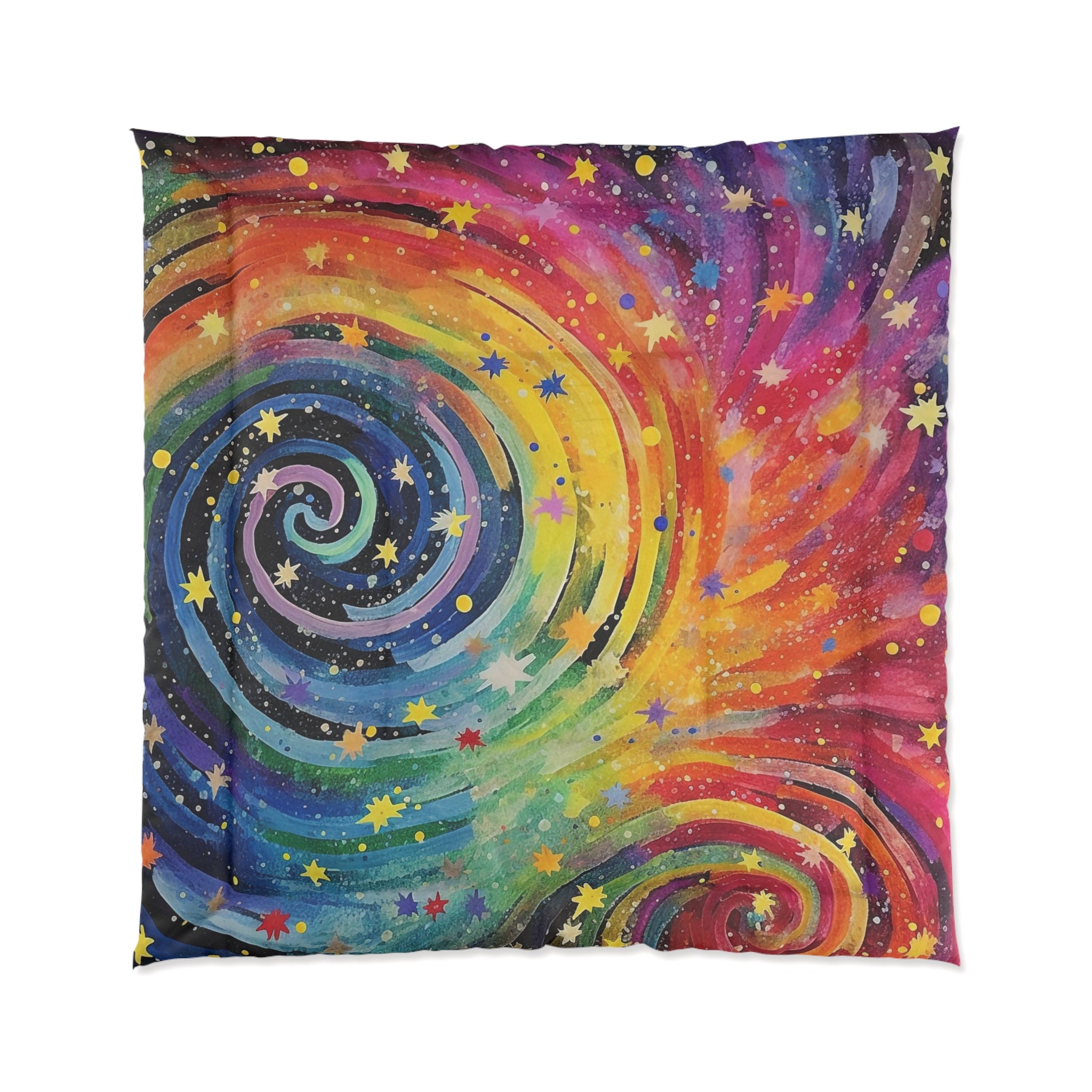 Rainbow Swirl Celestial Star Bedding for Girls Comforter for - Etsy