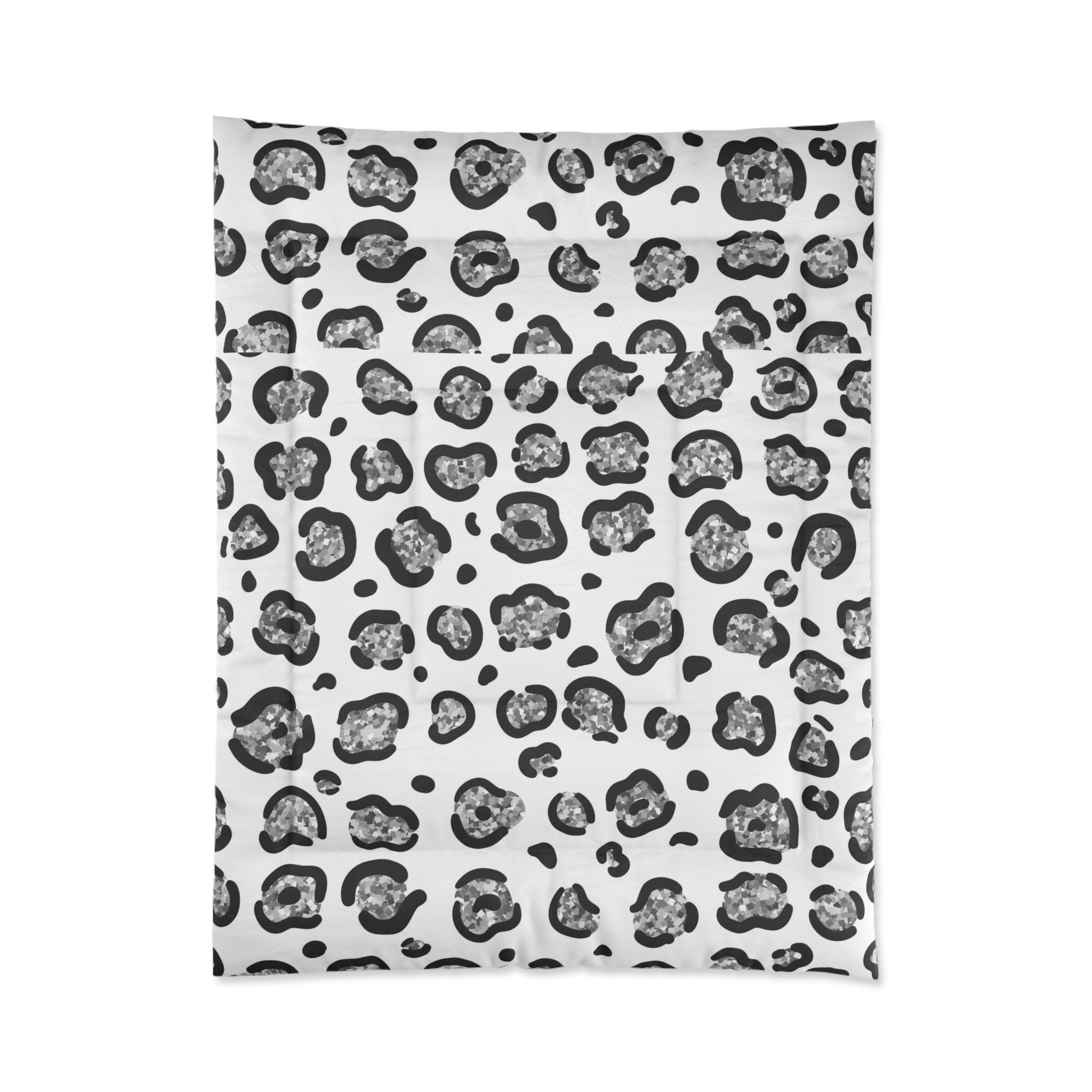 Black and Silver Leopard Print Girls Comforter, Animal Print Bedding ...