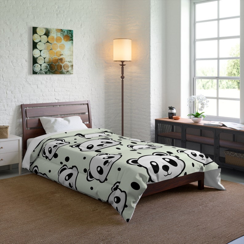 Cute Panda Pattern Kids Comforter, Panda Bedroom Decor, Panda Bear ...