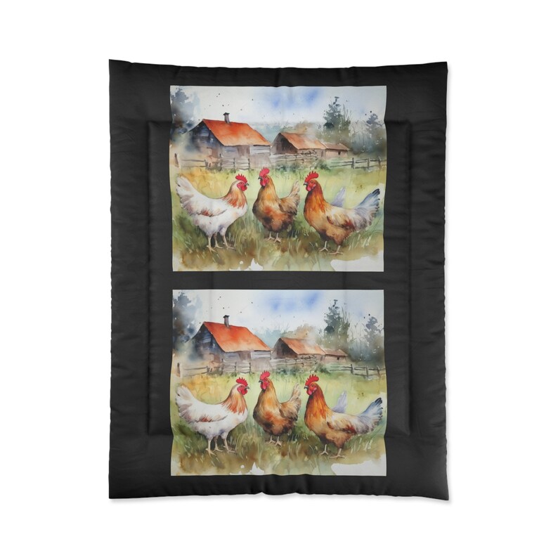 Farmhouse Chicken Comforter, Farmhouse Bedding, Rooster Decor, Gift for ...