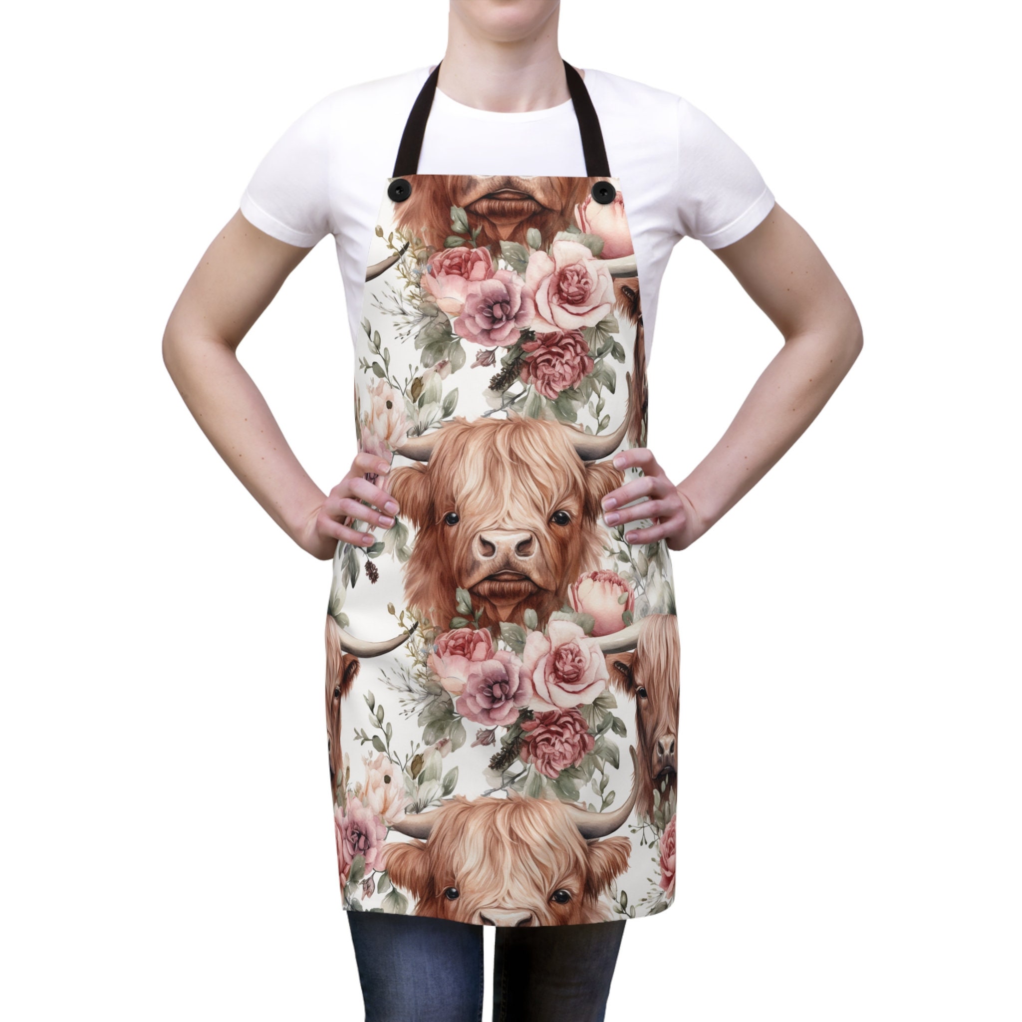 Highland Cow Kitchen Apron, Cow Kitchen Decor, Gift for Cow Lover ...