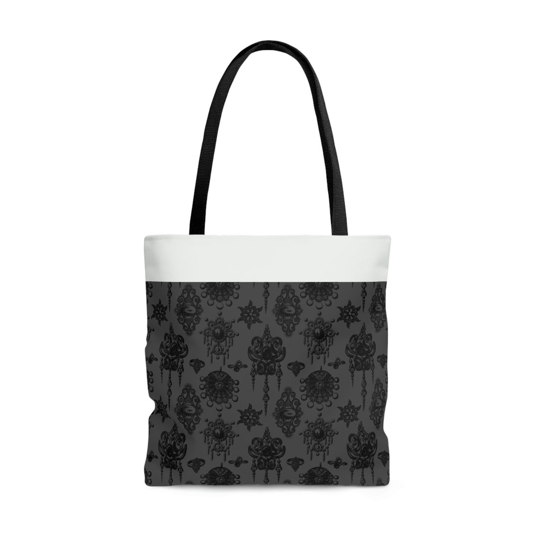 Black Vintage Goth Tote Bag, Black and White Bag, Shopping Bag, Bible ...