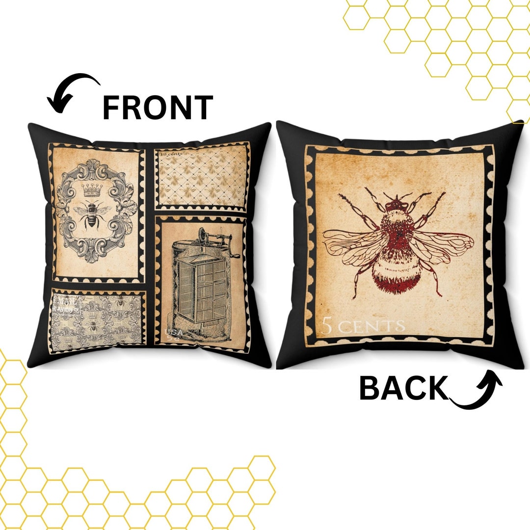 Vintage Honey Bee Farmhouse Throw Pillow, Bee Keeper Pillow, Victorian ...