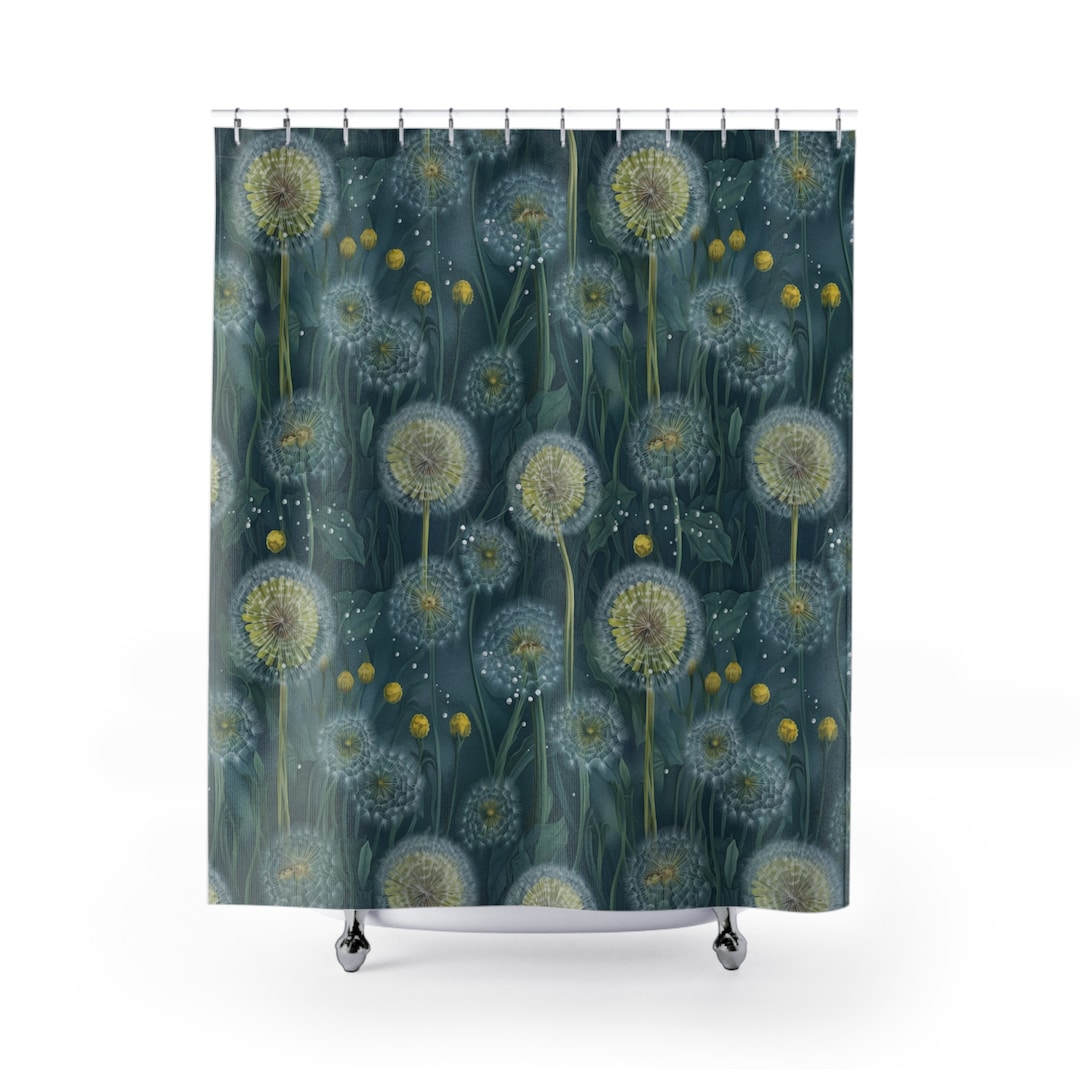 Wildflower Dandelion Shower Curtain, Blue Wildflower Bathroom Decor ...
