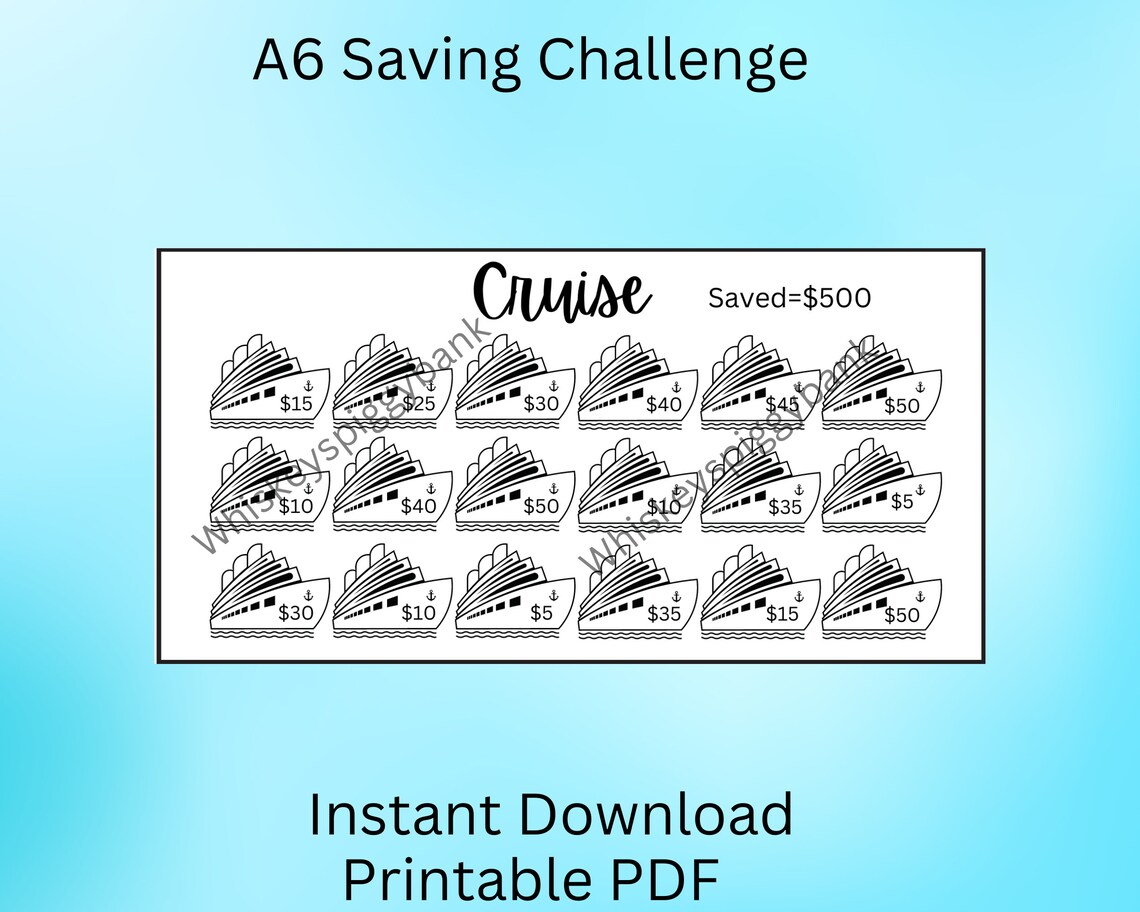 Cruise Saved 500 Fund A6 Saving Challenges, Debt Free Charts, Saving ...