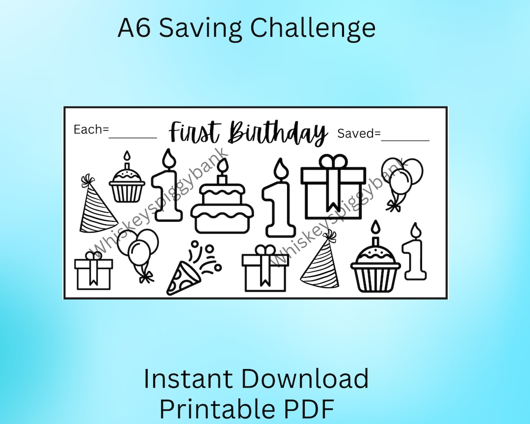First Birthday Fund A6 Saving Challenges, Debt Free Charts, Saving ...
