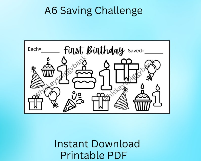 First Birthday Fund A6 Saving Challenges, Debt Free Charts, Saving ...