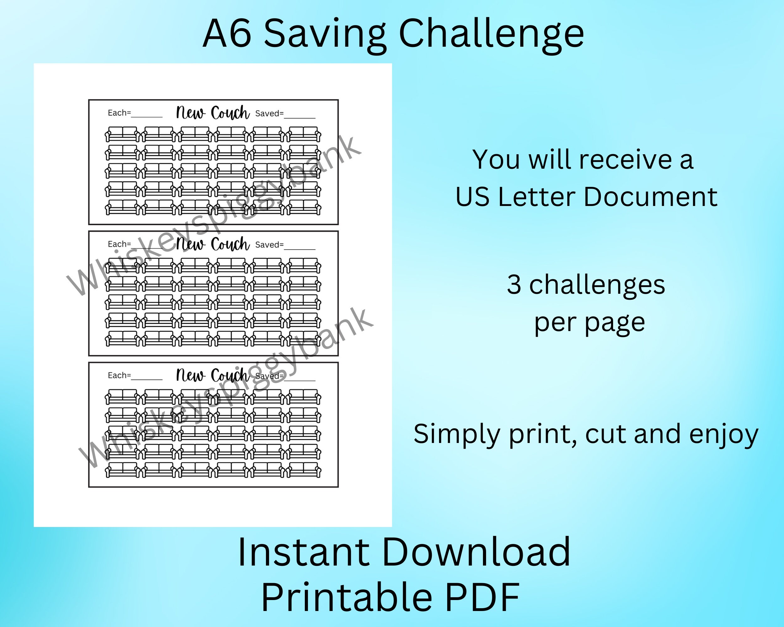 New Couch Fund A6 Saving Challenges, Debt Free Charts, Saving Templates ...