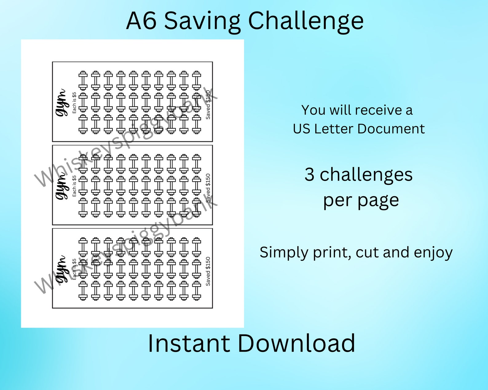 Gym Fund A6 Saving Challenges, Debt Free Charts, Saving Templates and ...