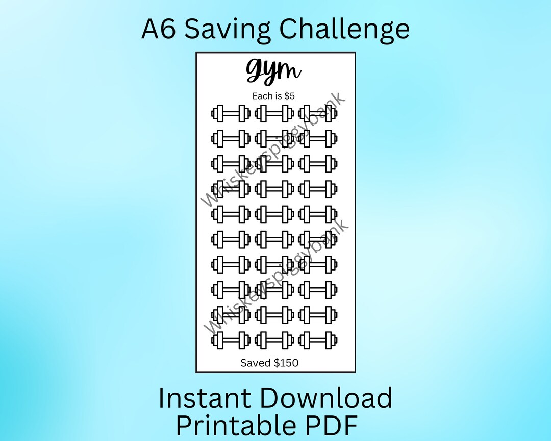 Gym Fund A6 Saving Challenges, Debt Free Charts, Saving Templates and ...