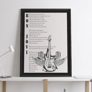 Bon Jovi, Bon Jovi Poster, Printable Poster, Custom Lyrics, Music ...