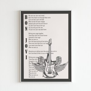 Bon Jovi, Bon Jovi Poster, Printable Poster, Custom Lyrics, Music ...