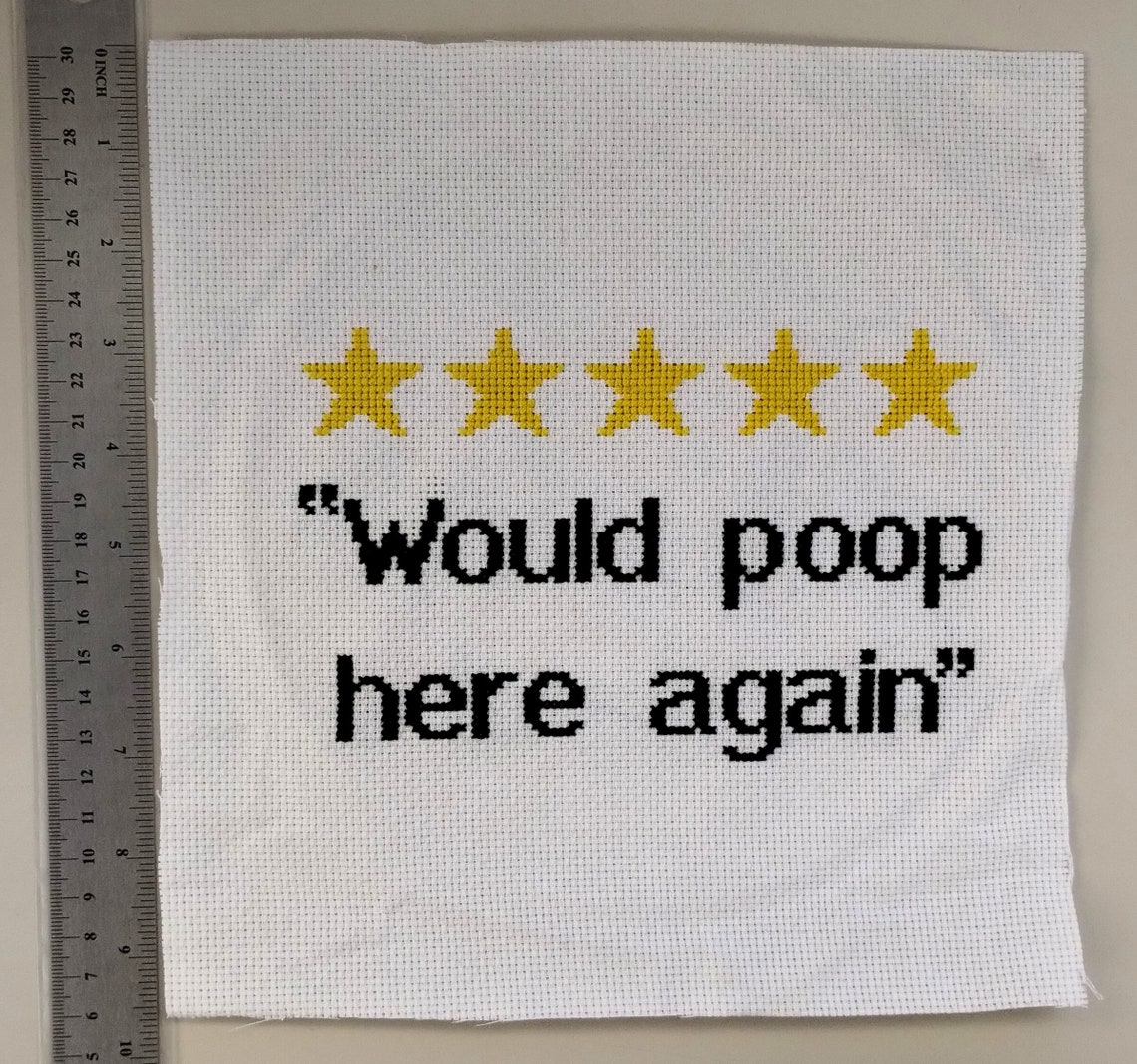 Would Poop Here Again / Cross Stitch / Completed, Hand Made - Etsy