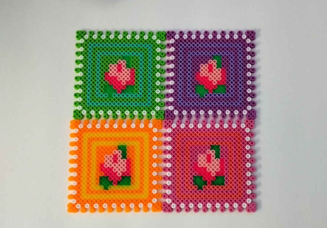 Roses Drink Coasters / Perler Bead Coasters / Hama Beads / Fuse Beds ...