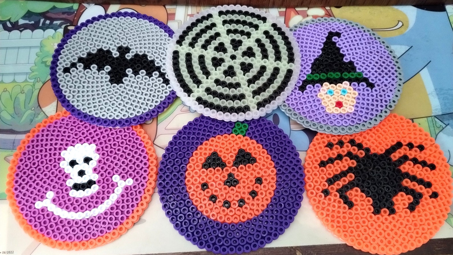 6 Classic Halloween Coasters / Perler Bead Coasters / Hama Beads / Fuse ...
