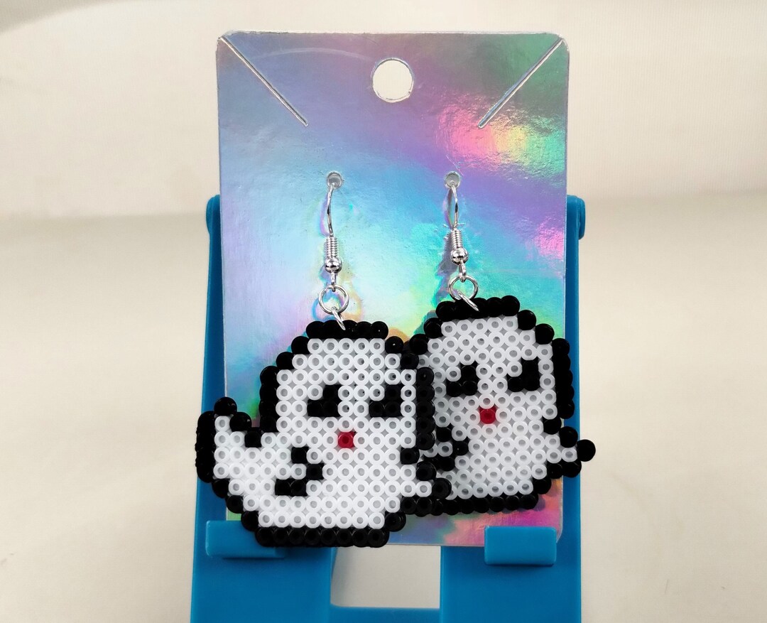 Cute Ghost Earrings / Perler Beads / Hama Beads / Fuse Beds . Hand Made ...