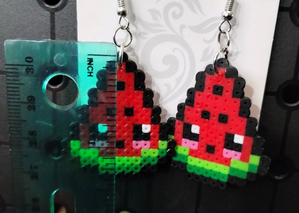 Happy Watermelon Earrings / Perler Beads / Hama Beads / Fuse Beds ...