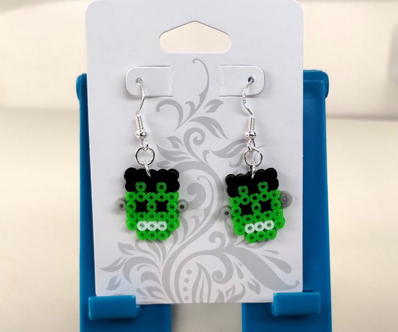Frankenstein Earrings / Perler Beads / Hama Beads / Fuse Beds . Hand ...