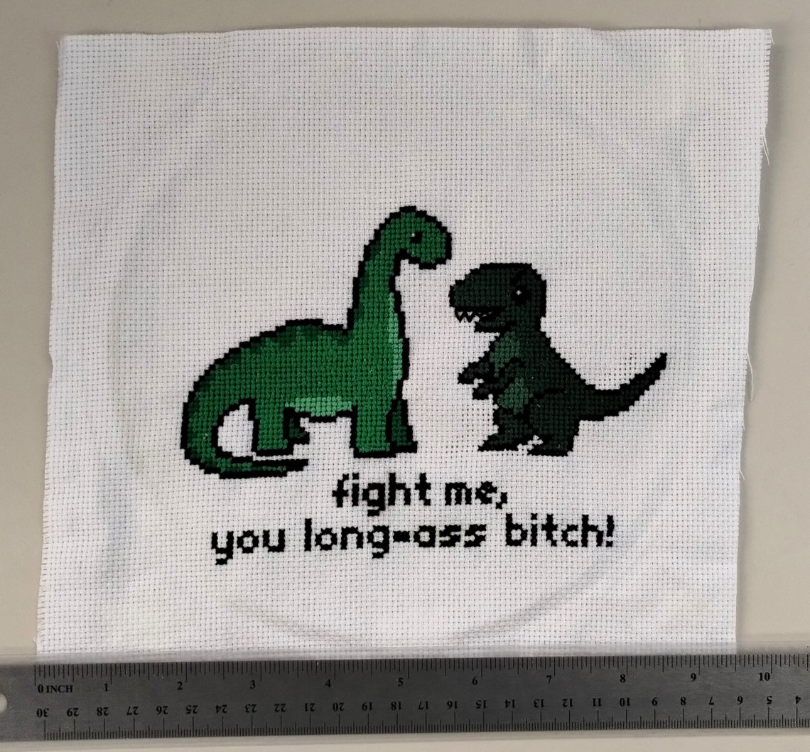 T-rex is Spicy (ready to Fight) / Cross Stitch / Completed, Hand Made ...